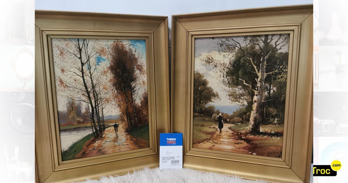 Achat PAIRE DE TABLEAUX DORÉ PAYSAGE SIGNÉ occasion - Verviers | Troc.com
