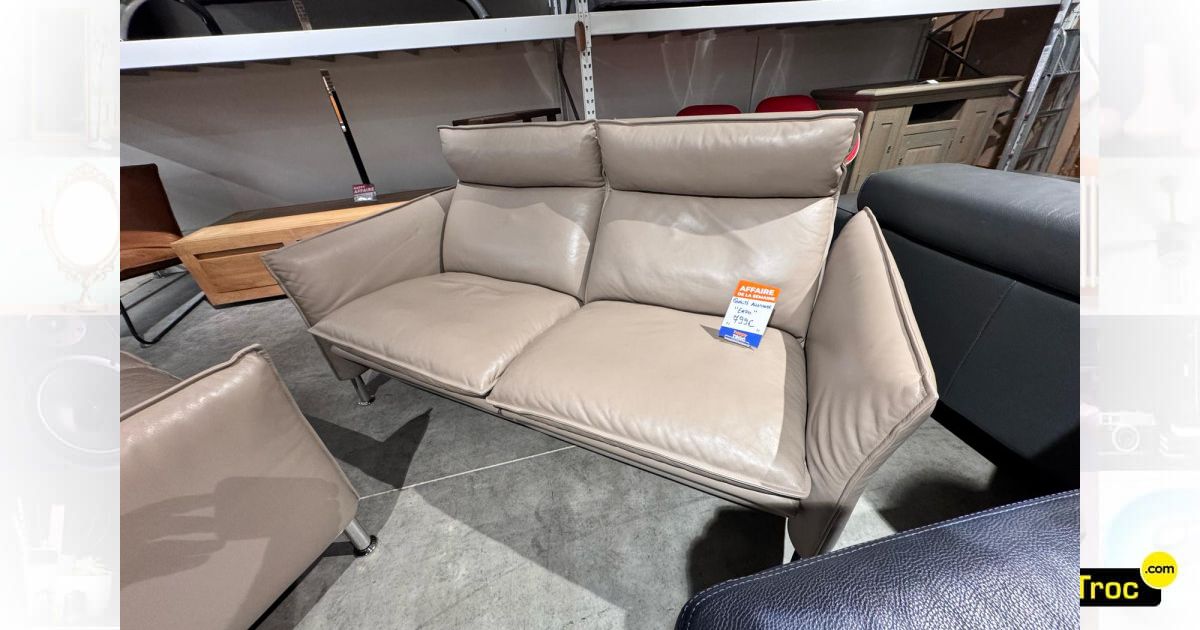 Achat CANAPE 2.5 places Erpo Porto en cuir beige à fonction manuelle ...