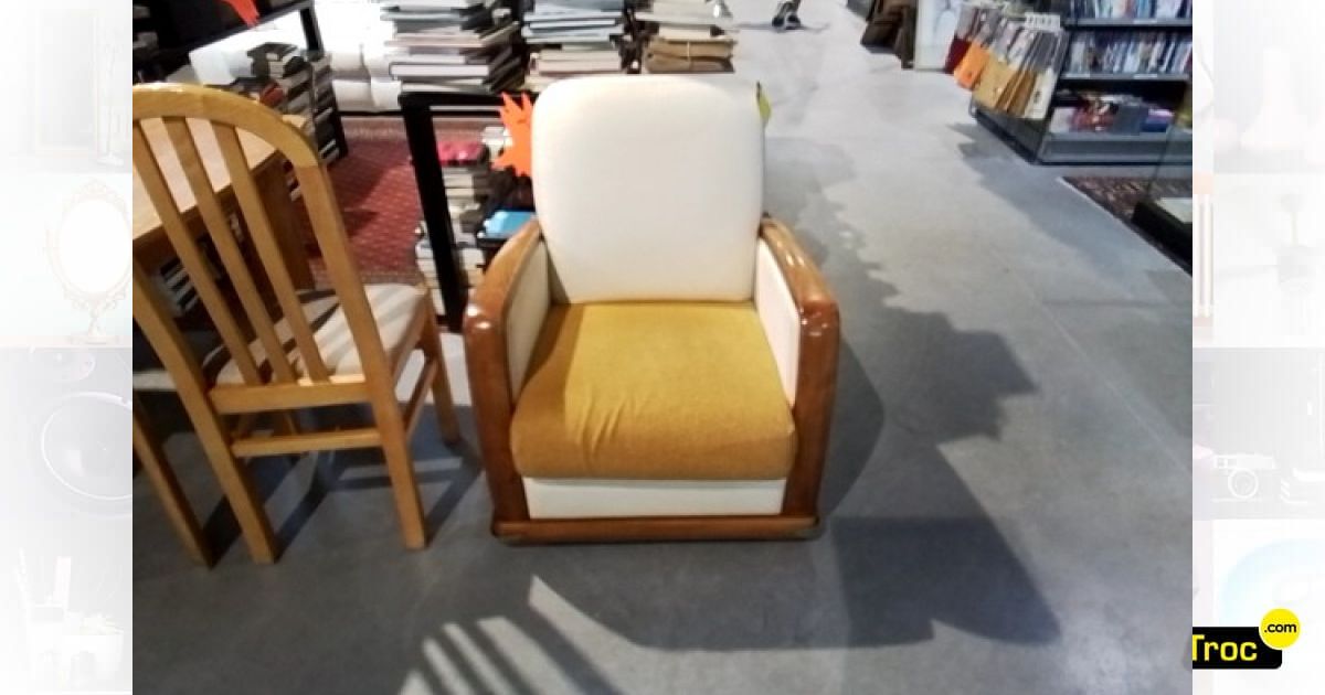 Compre la oportunidad de FAUTEUIL BOIS ET TISSU BEIGE STYLE MARIN ...