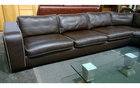 Achat SALON D'ANGLE EN CUIR BRUN occasion - Evere | Troc.com