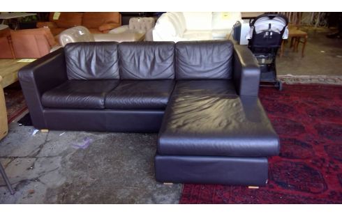 Achat CANAPE D'ANGLE CUIR BRUN occasion - Evere | Troc.com