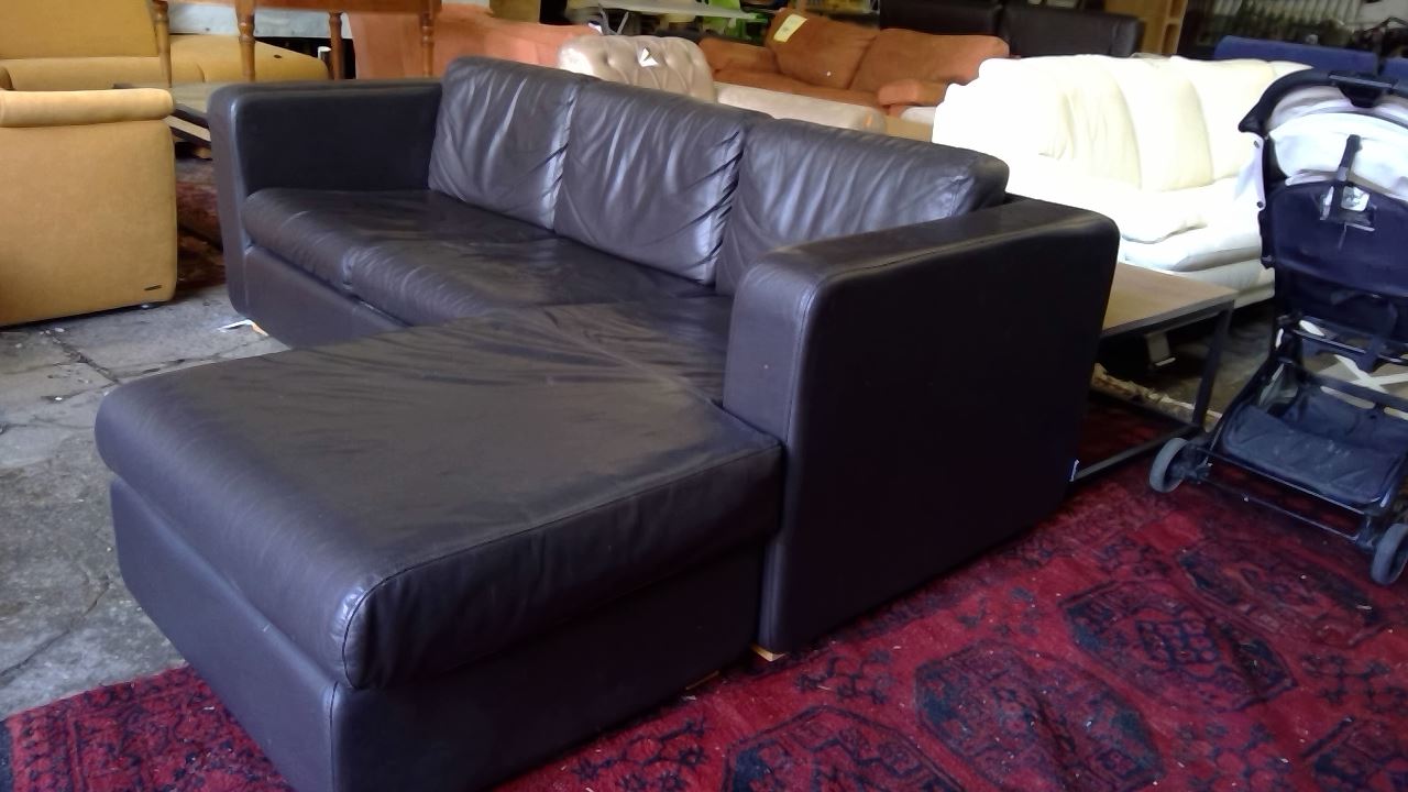 Achat CANAPE D'ANGLE CUIR BRUN occasion - Evere | Troc.com