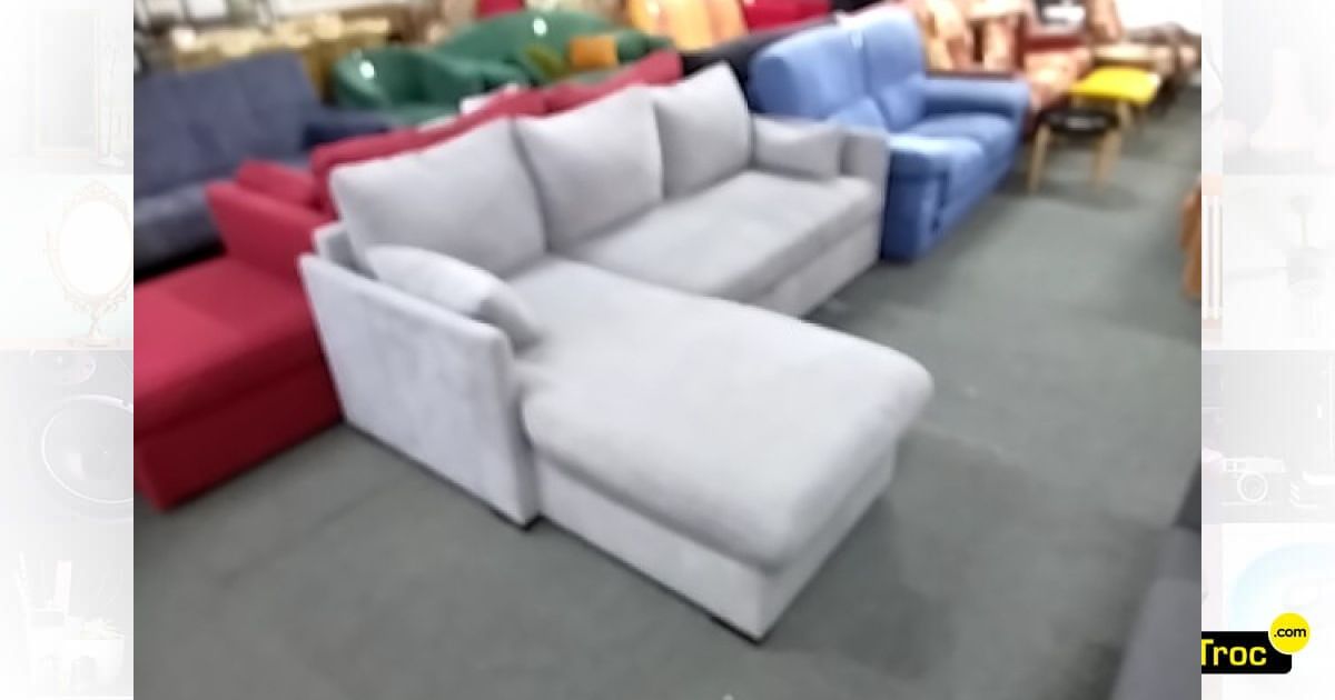 Achat CANAPE D'ANGLE CONVERTIBLE ET REVERSIBLE TISSU GRIS occasion ...