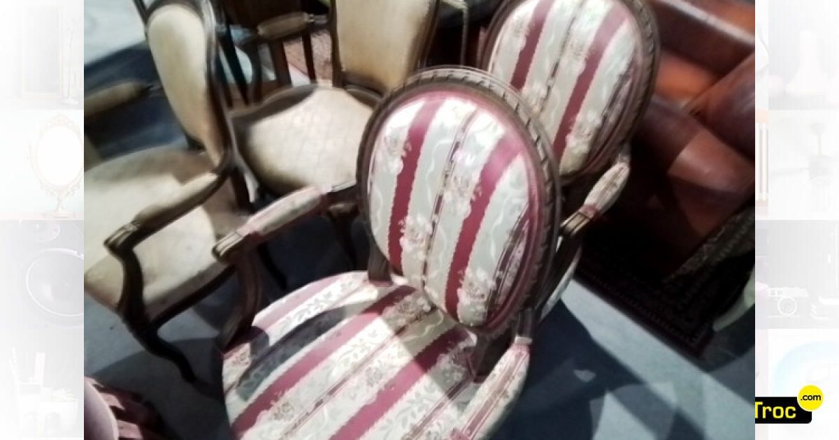 Achat FAUTEUIL DE STYLE TISSU RAYE FLEURI ROUGE ET BEIGE occasion ...